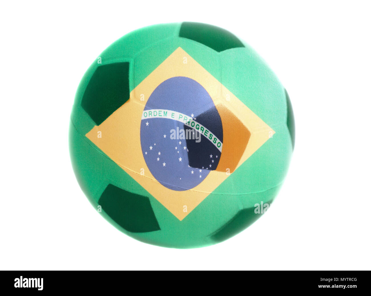 Flag of Brazil on Soccer ball isolated on a white background Stock ...