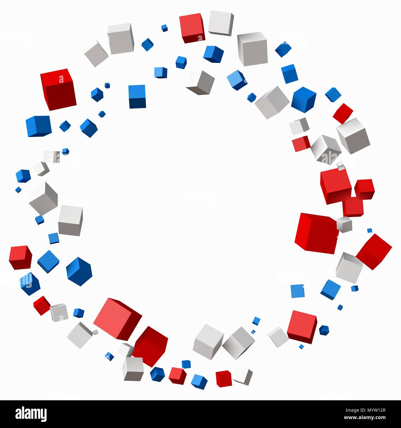 different cubes in circular orbit. 3d style vector illustration Stock ...