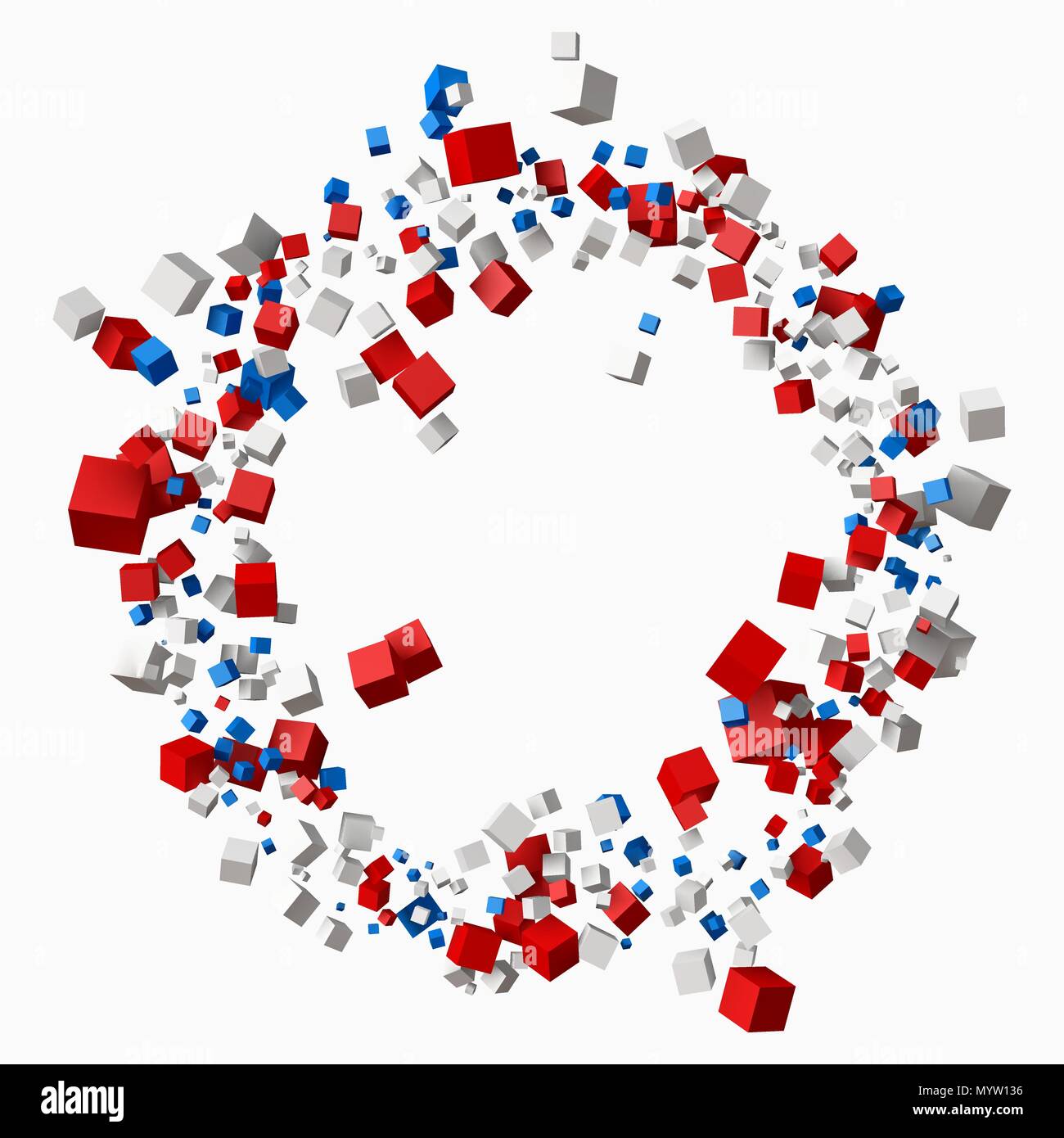 different cubes in circular orbit. 3d style vector illustration Stock ...