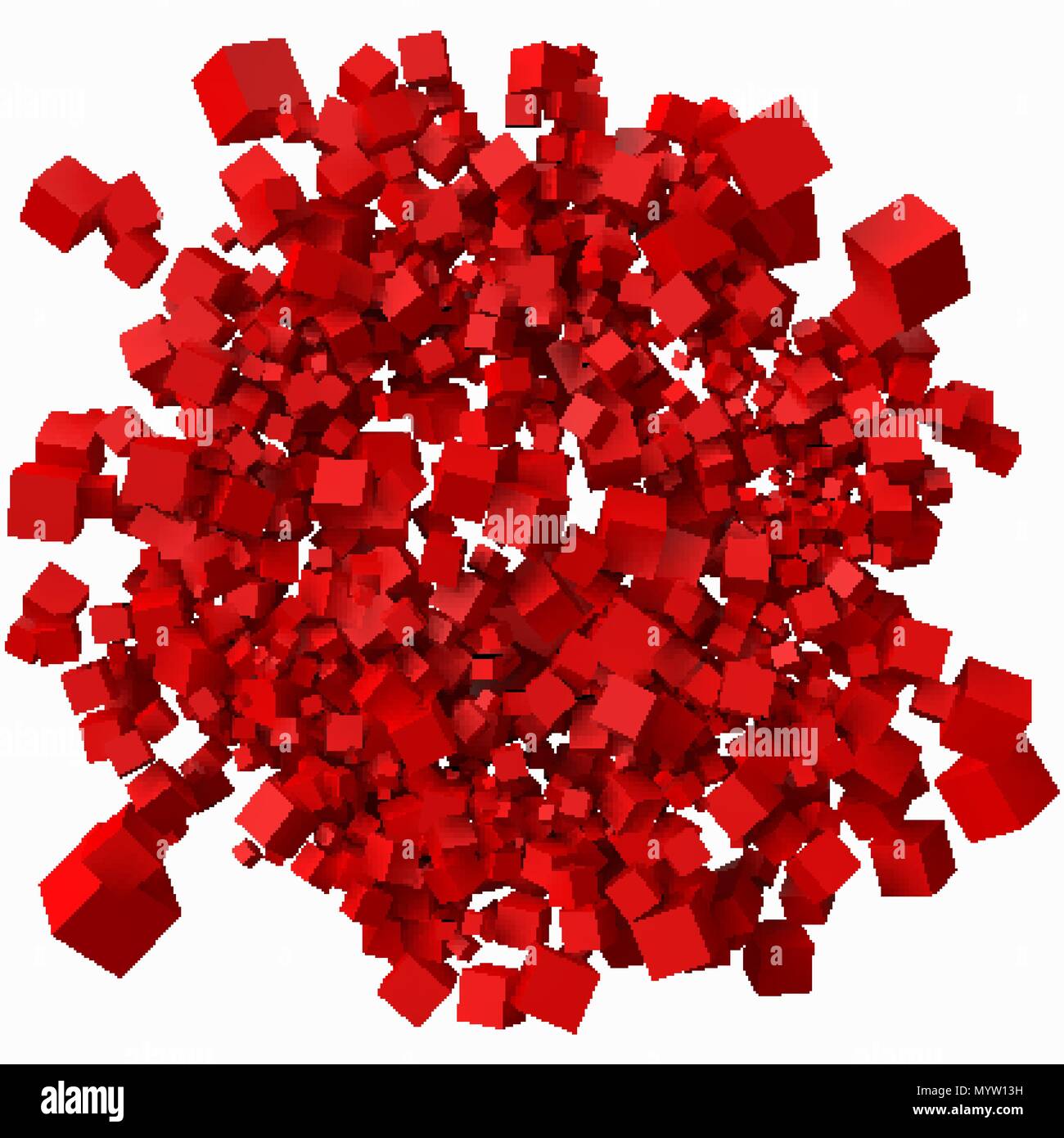 pile of different sized redcubes. 3d style vector illustration Stock ...