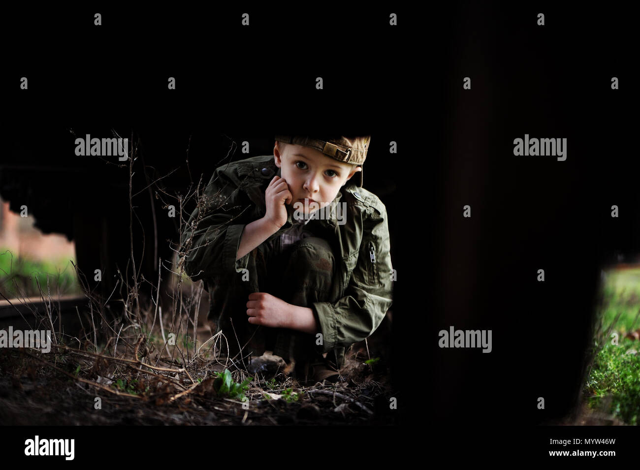 Little,sad boy. Child traveler, wanderer. Lost kid. Problems boy Stock ...