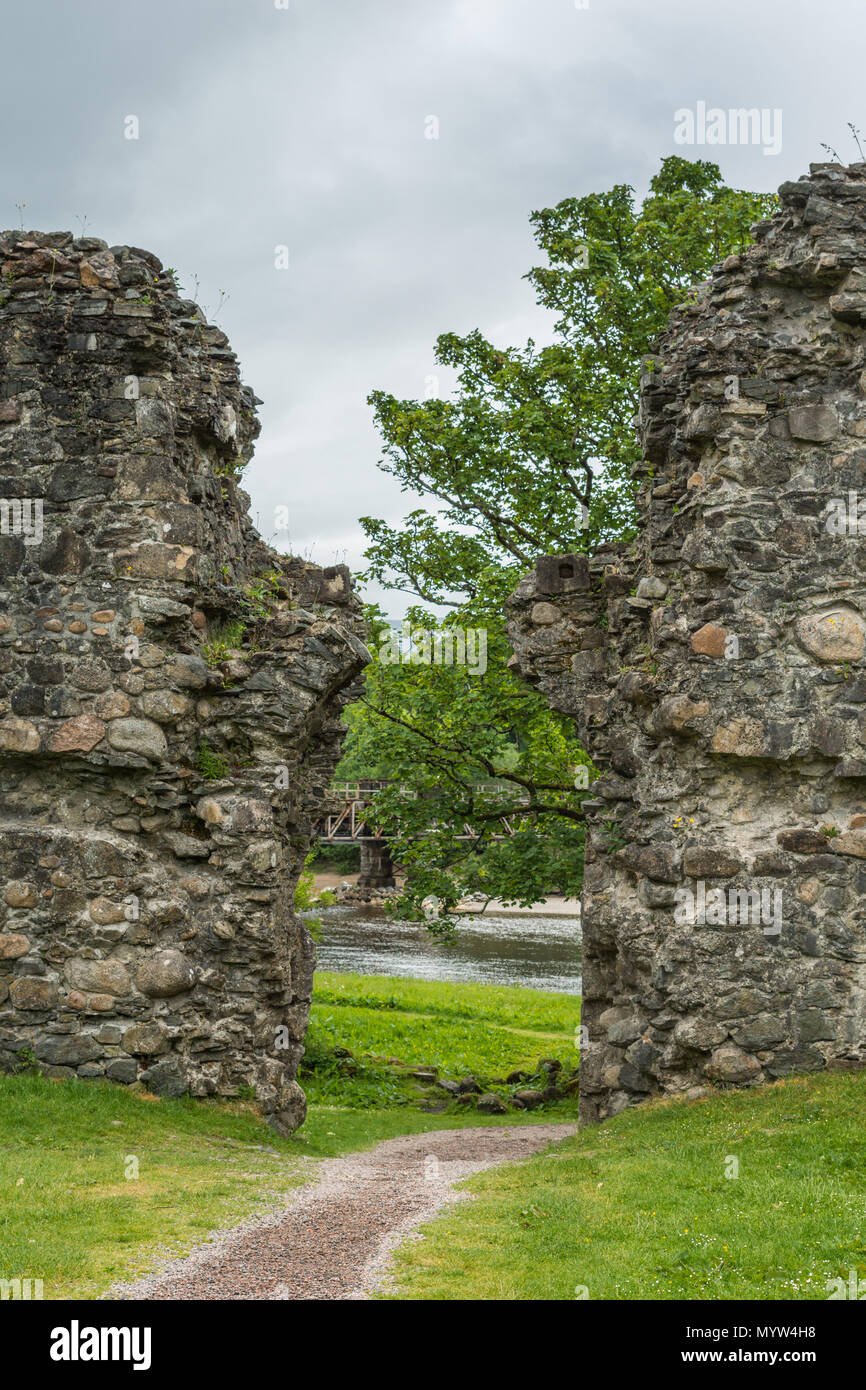 Torlundy, Scotland - June 11, 2012: Narrow ruin of Pass-through opening ...