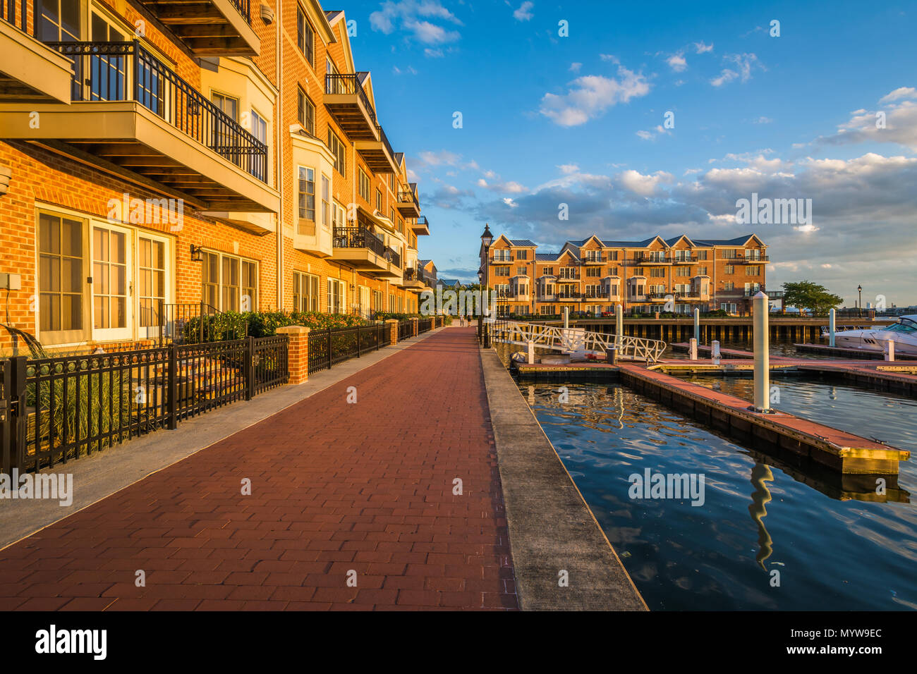 Docks and waterfront condominiums in Canton, Baltimore, Maryland Stock ...