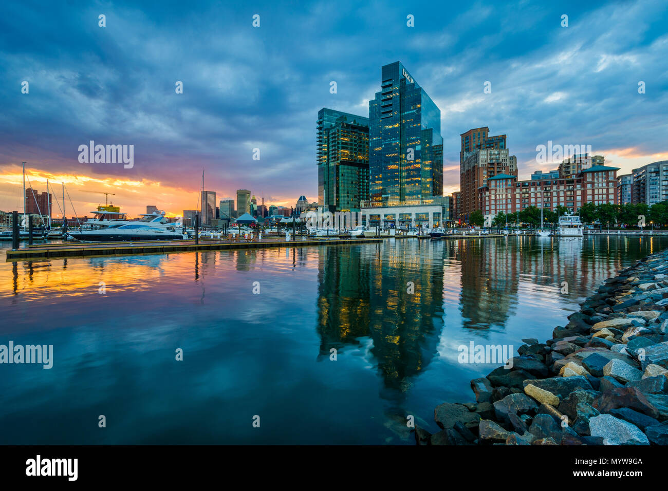 Harbor East at sunset in Baltimore, Maryland Stock Photo - Alamy
