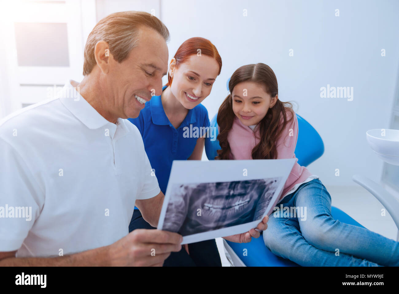 Attentive female person sitting hi-res stock photography and images - Alamy