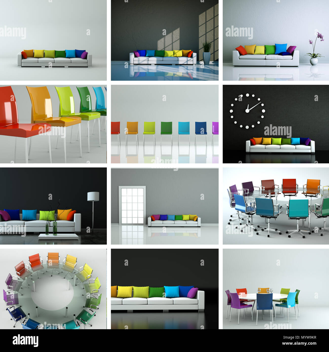 Set of chairs in modern Interior design Stock Photo - Alamy