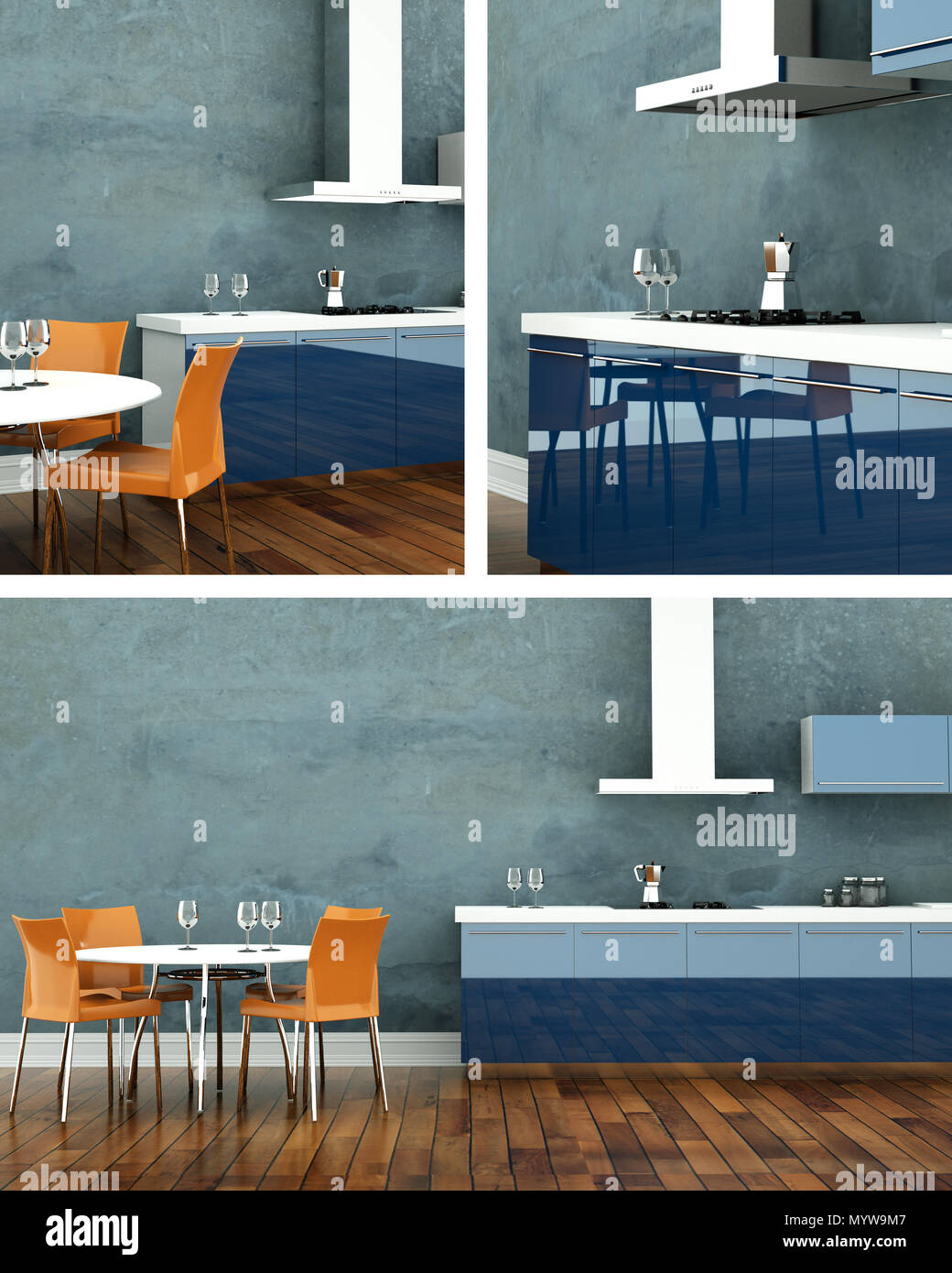 Set of kitchens in modern Interior design Stock Photo - Alamy