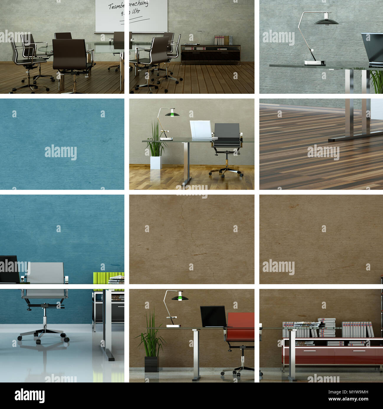 Set of modern large office interior Desing 3d Rendering Stock Photo - Alamy