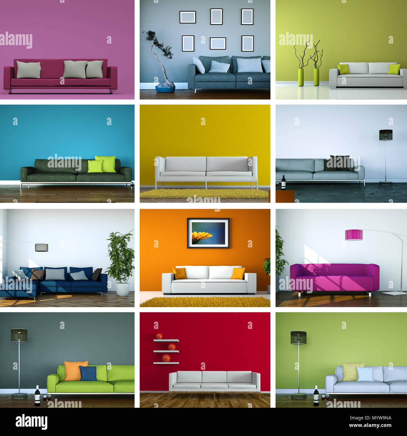 Set of sofas in modern Interior design Stock Photo - Alamy