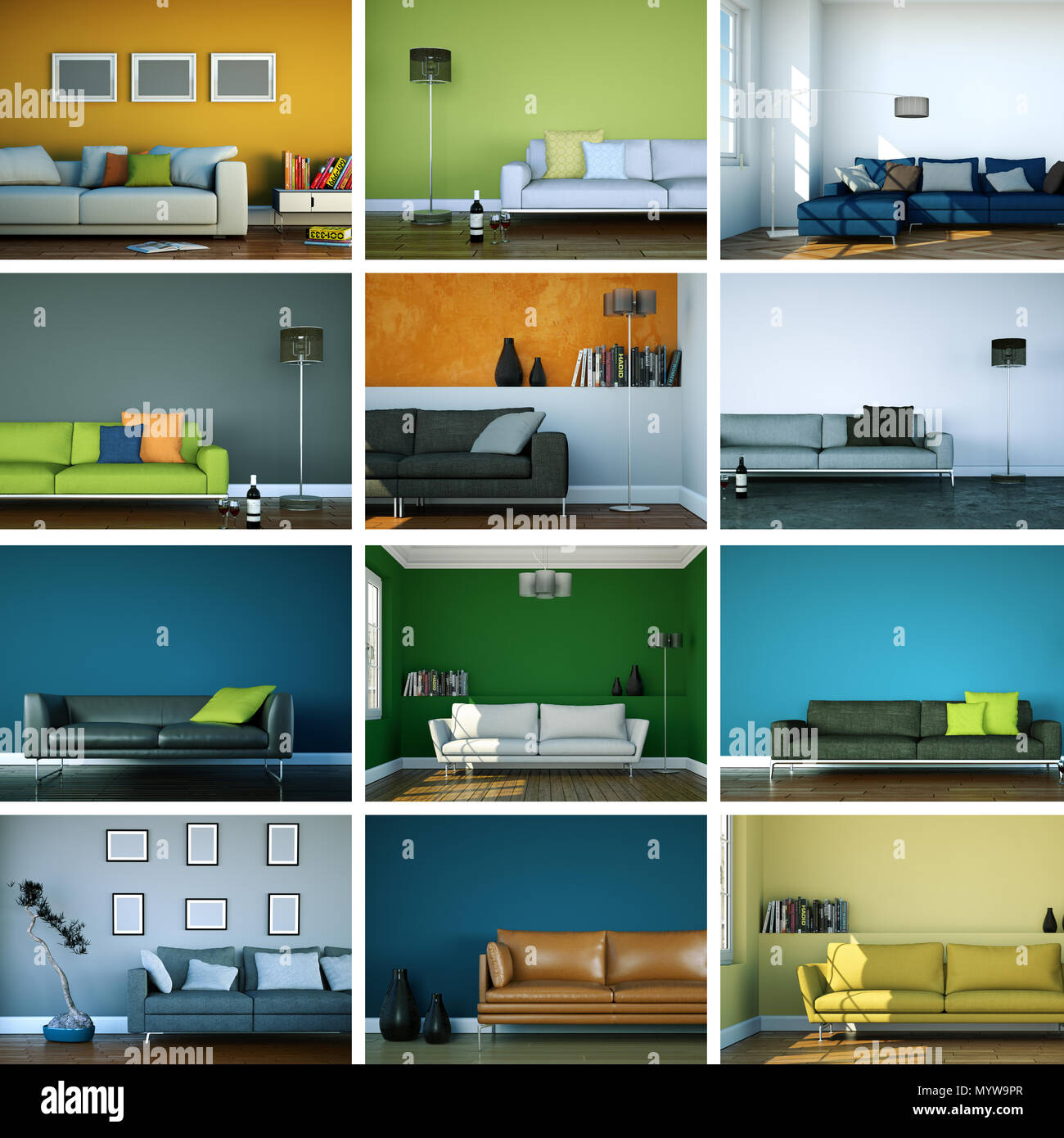 Set of sofas in modern Interior design Stock Photo - Alamy