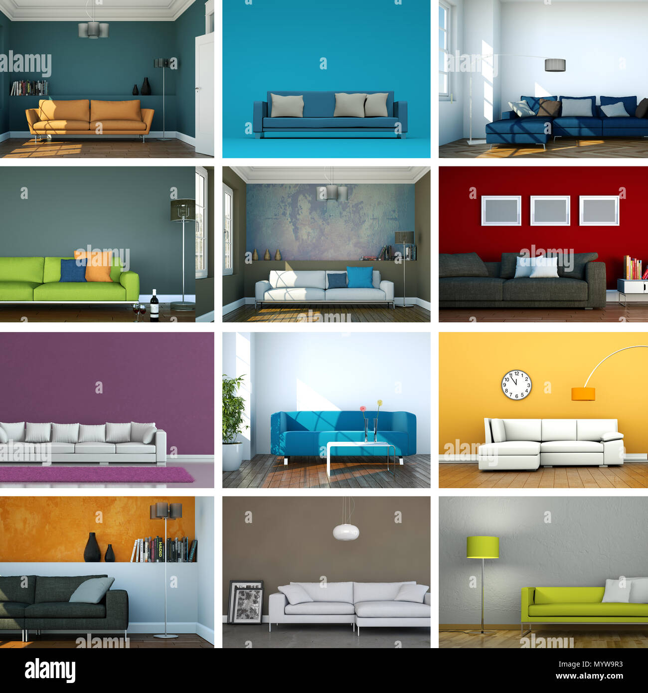 Set of sofas in modern Interior design Stock Photo - Alamy