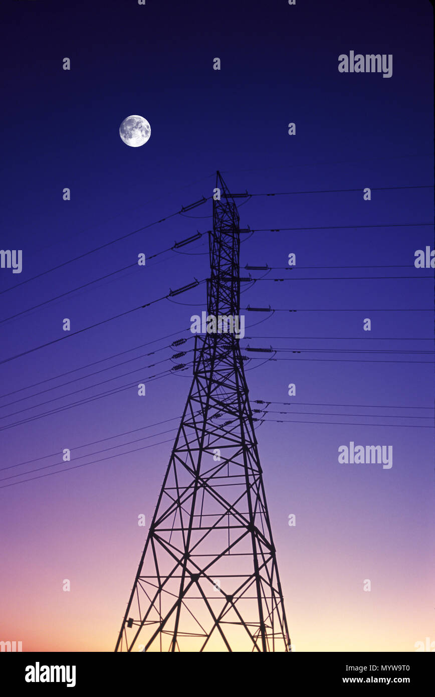 1992 HISTORICAL HIGH VOLTAGE ELECTRIC TRANSMISSION PYLON Stock Photo ...