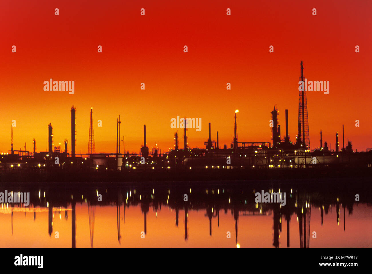 1992 HISTORICAL CRACKING TOWERS AND STORAGE TANKS OIL REFINERY Stock ...