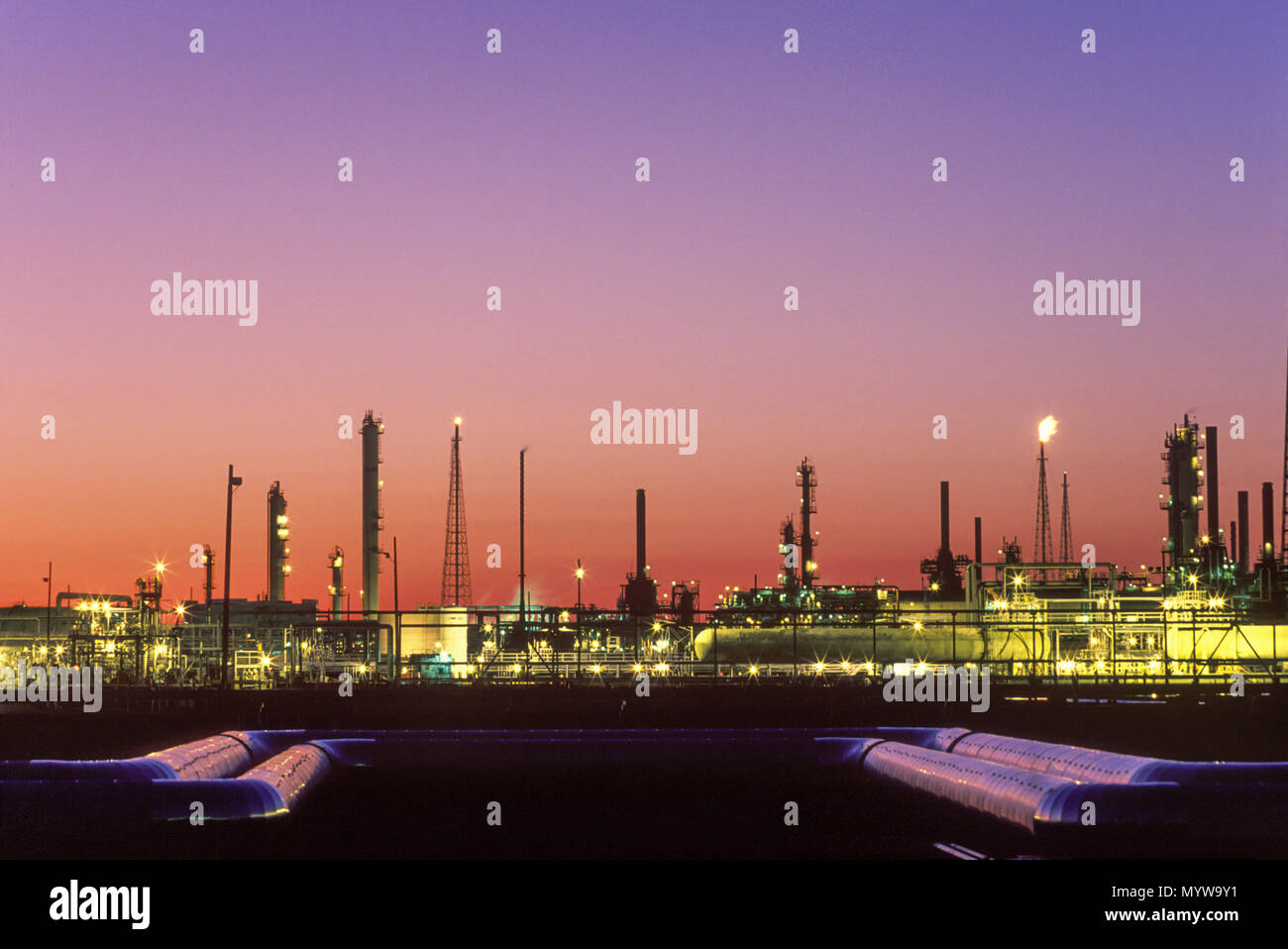 1992 HISTORICAL CRACKING TOWERS AND STORAGE TANKS OIL REFINERY Stock ...