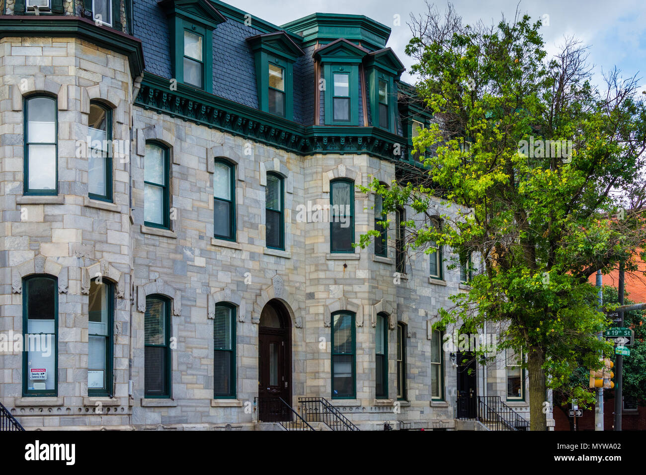Stone houses on Spring Garden Street, in Philadelphia, Pennsylvania ...