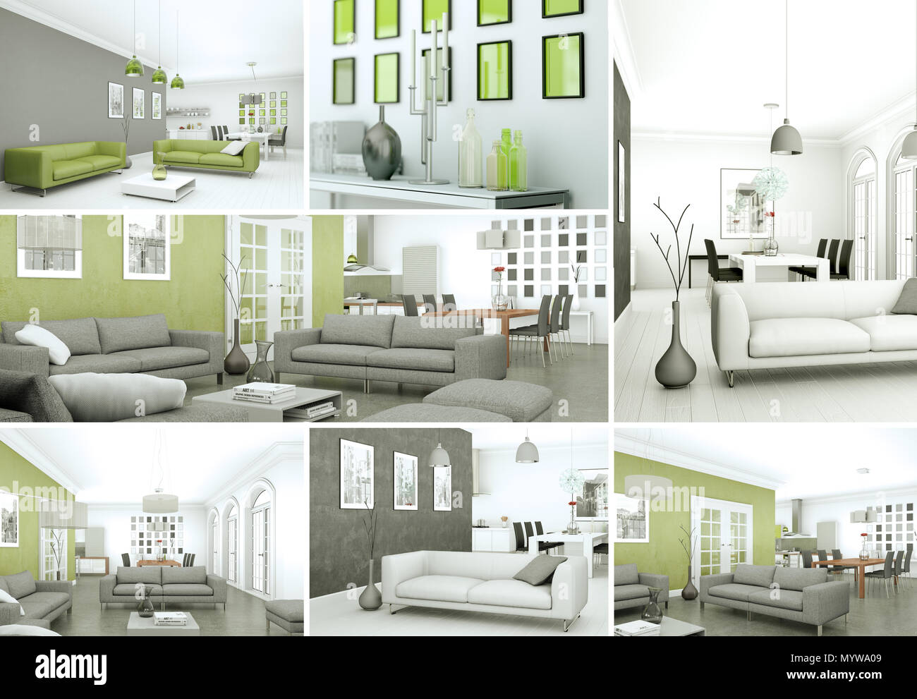 Set of modern Loft Interior design Stock Photo - Alamy