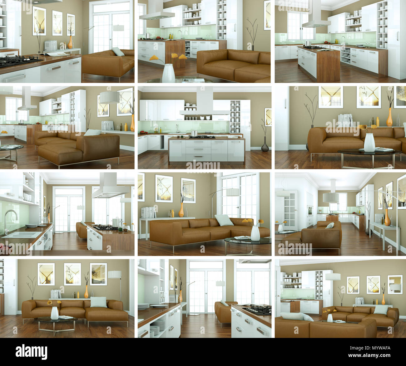 Set of modern living room Interior design Stock Photo - Alamy