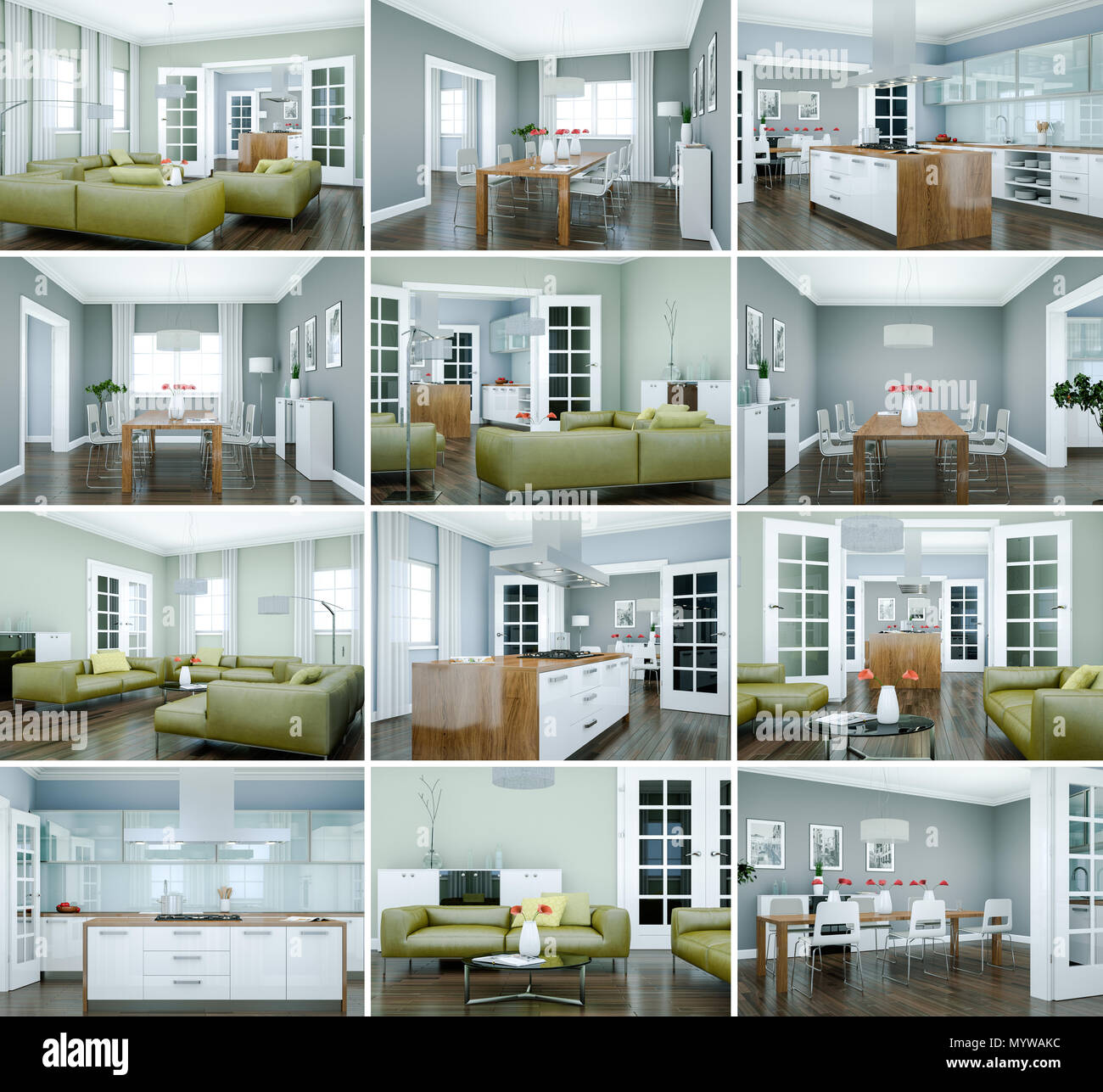 Set of modern flat Interior design Stock Photo - Alamy