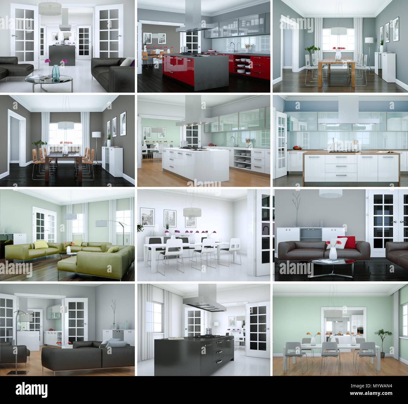 Set of modern flat Interior design Stock Photo - Alamy