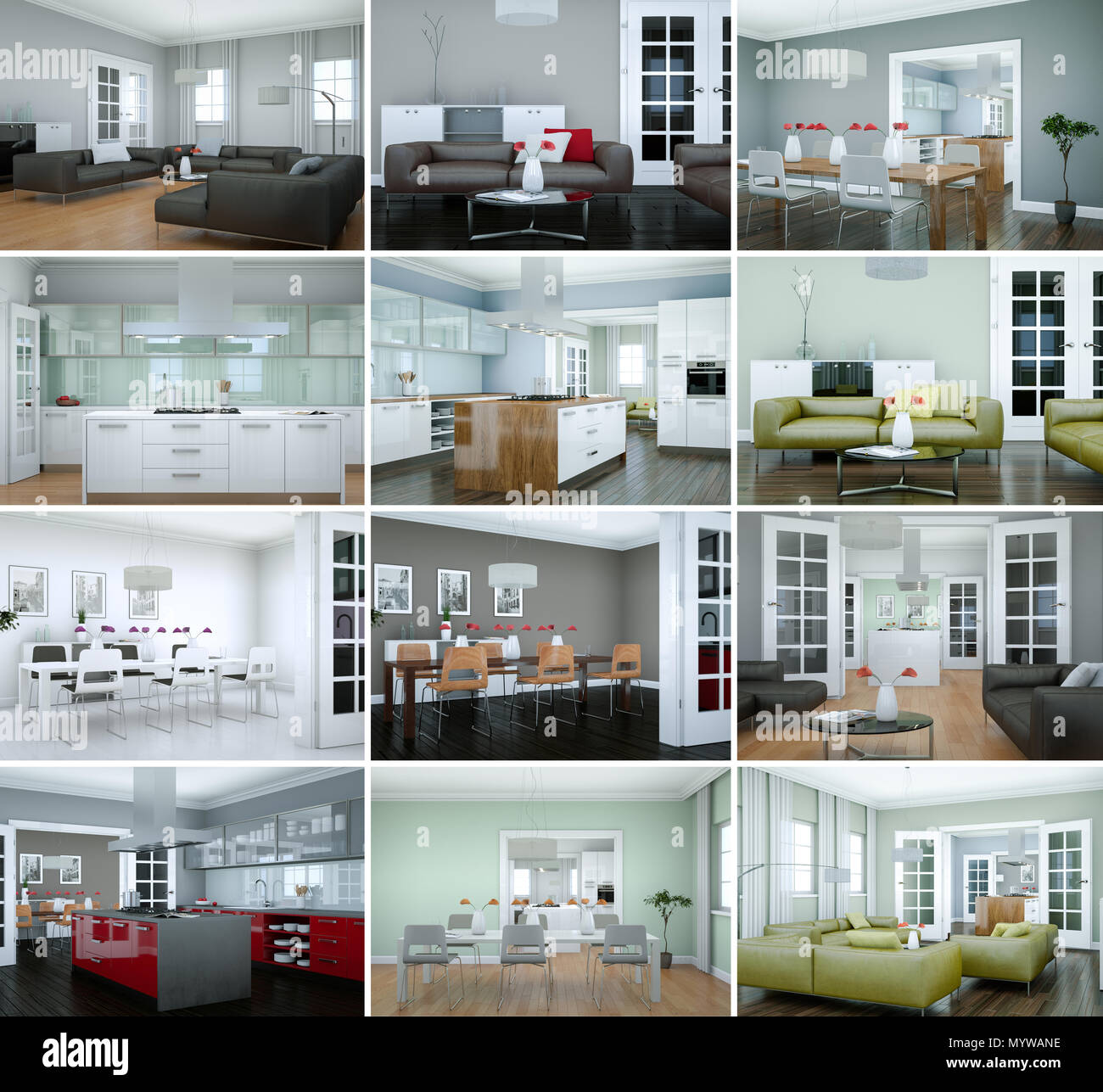 Set of modern flat Interior design Stock Photo - Alamy