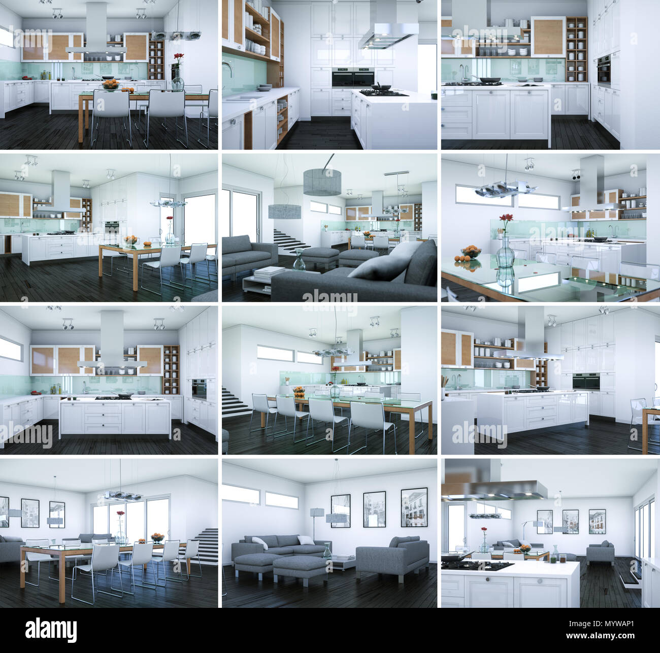 Set of modern flat Interior design Stock Photo - Alamy