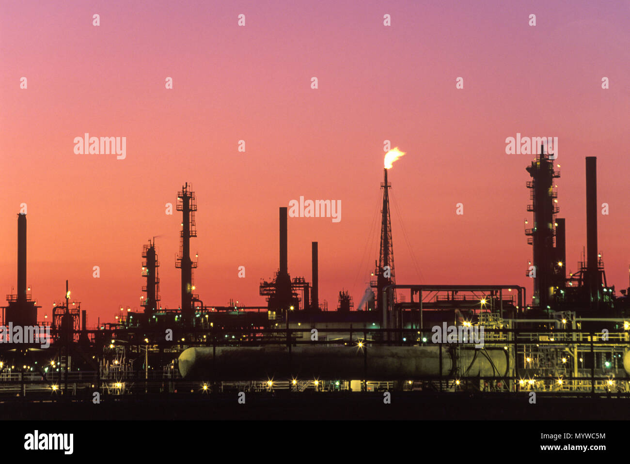 1992 HISTORICAL CRACKING TOWERS AND STORAGE TANKS OIL REFINERY Stock ...