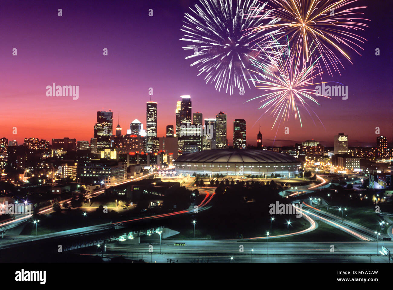 1992 HISTORICAL DOWNTOWN SKYLINE HUBERT HUMPHREY METRODOME MINNEAPOLIS ...