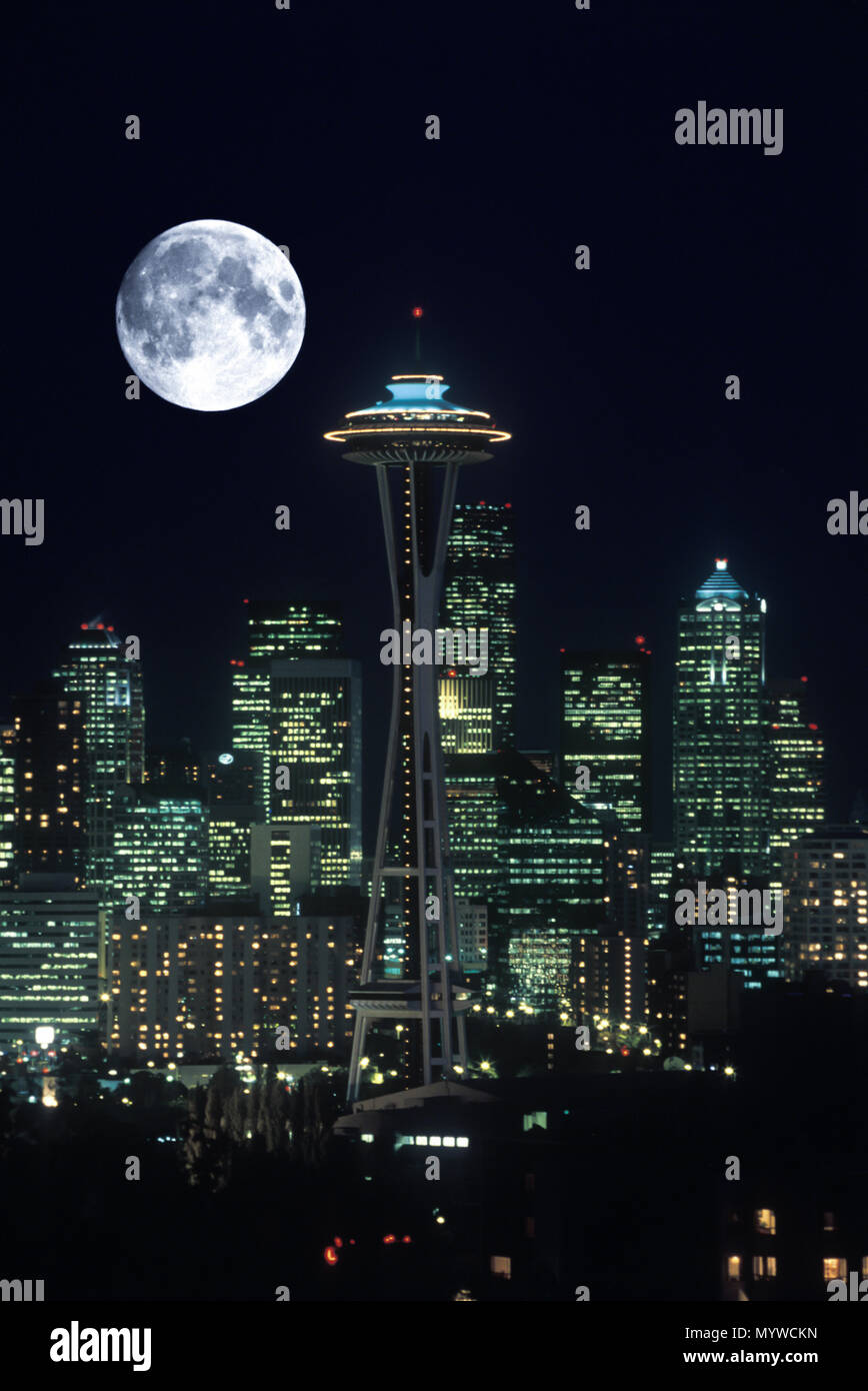 Retro seattle skyline hi-res stock photography and images - Alamy