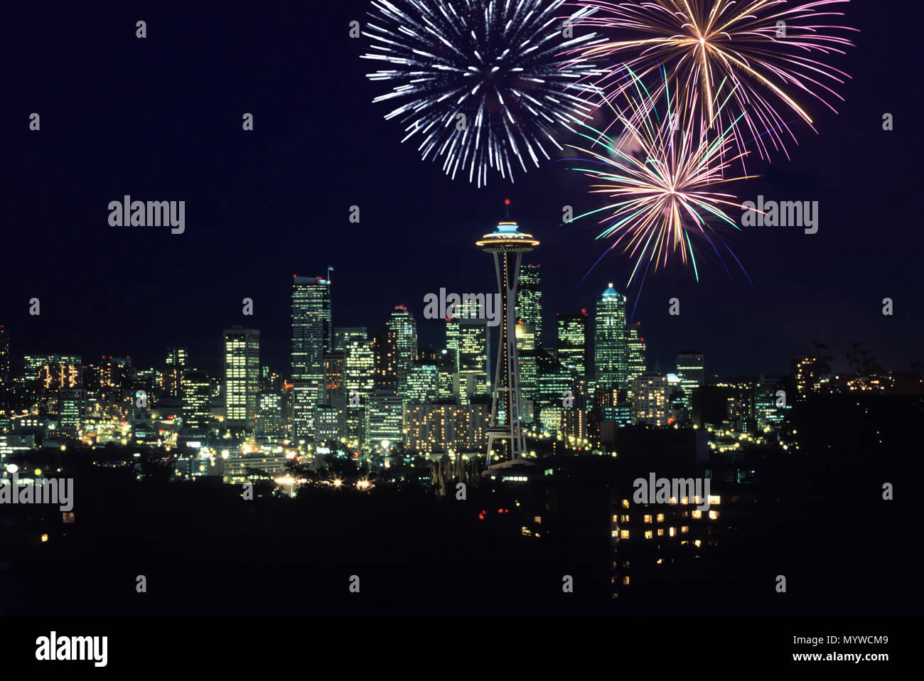 Retro seattle skyline hi-res stock photography and images - Alamy