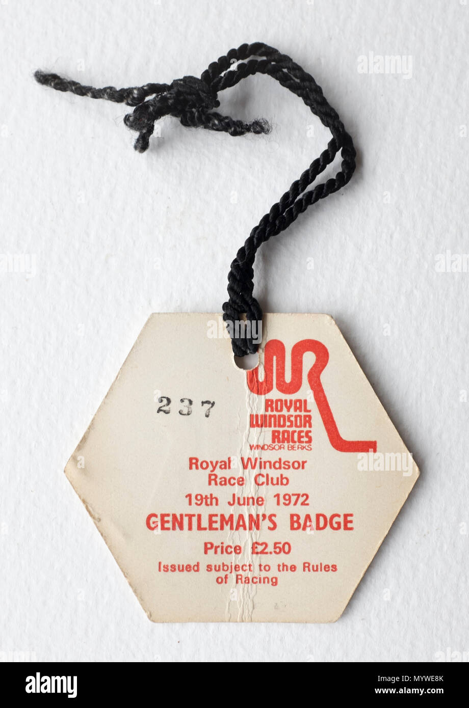 Vintage 1970s royal windsor races entry tag hi-res stock photography ...