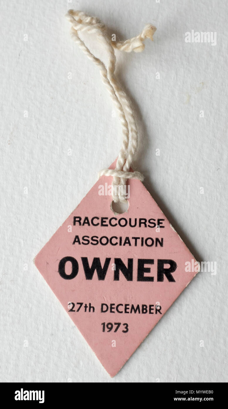 Vintage 1970s racecourse association owners entry tag hi-res stock ...