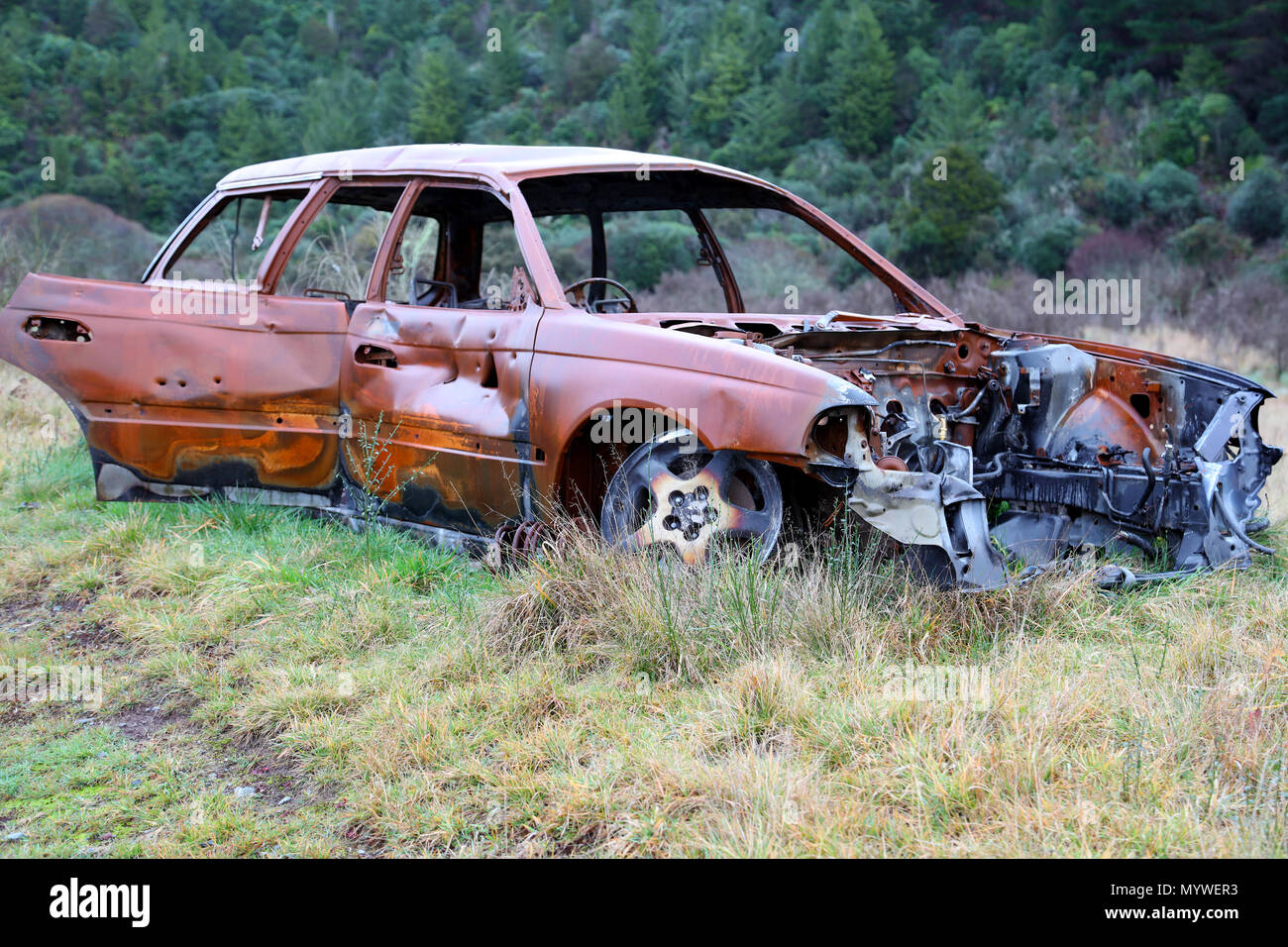 Rusty burnt out car shell hi-res stock photography and images - Alamy