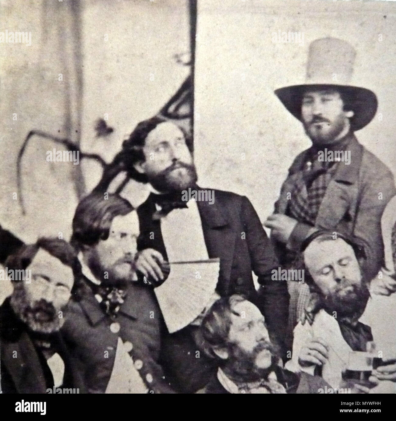 278 Alfred Rethel (mit Fächer) im Kreise deutscher Künstler, Rom 1844 ...