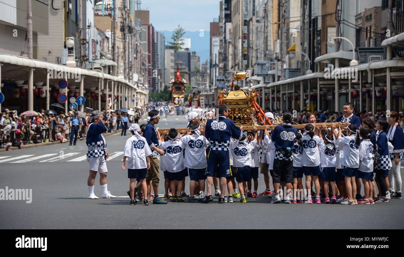 Kyoto, Japan - 24 July 2016. Traditional event of Gion Matsuri festival ...