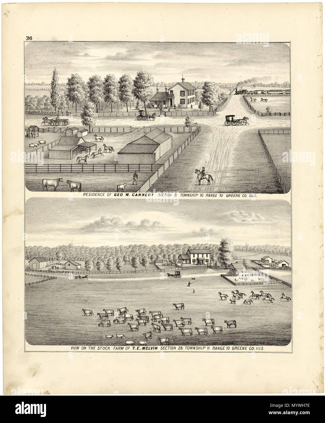 Illinois townships map historical hi-res stock photography and images ...