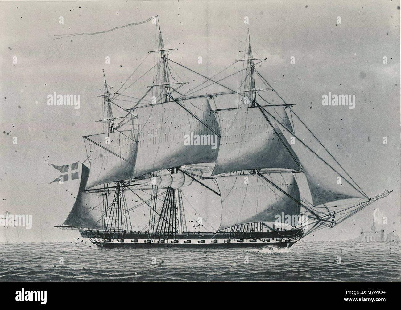 . English: Danish Asiatic Company's ship Dronning Juliane Marie . circa ...
