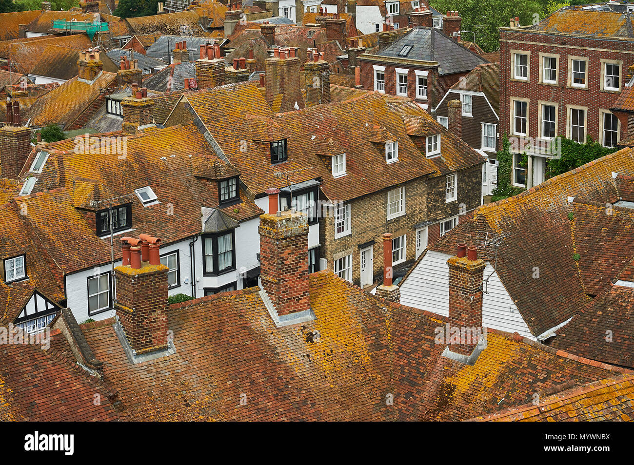 The old town of Rye seen from the top of the church tower Stock Photo ...
