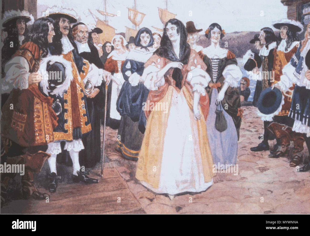 . The Arrival of the French Girls at Quebec. . Charles William Jefferys ...