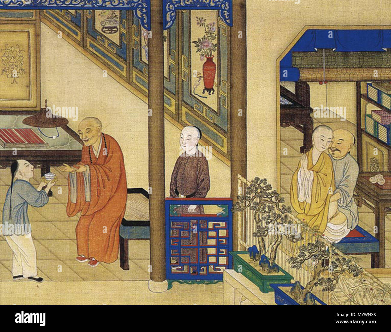 . End of the Ch'ing period . Old Monk Received into a Wealthy Man's ...