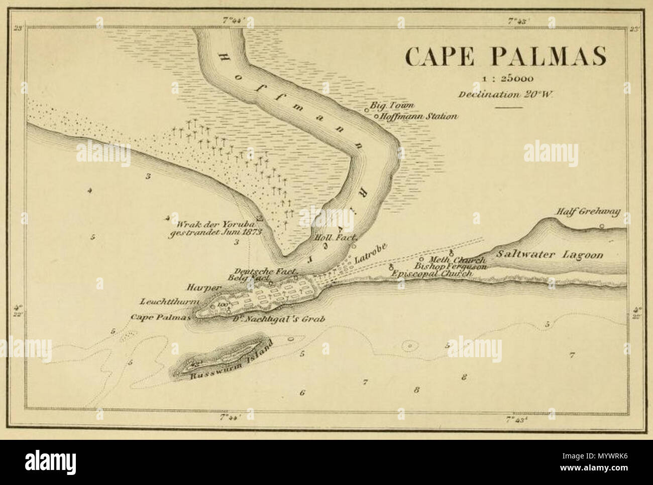 4 BÜTTIKOFER(1890) 1.54 Cape Palmas - Map Stock Photo - Alamy