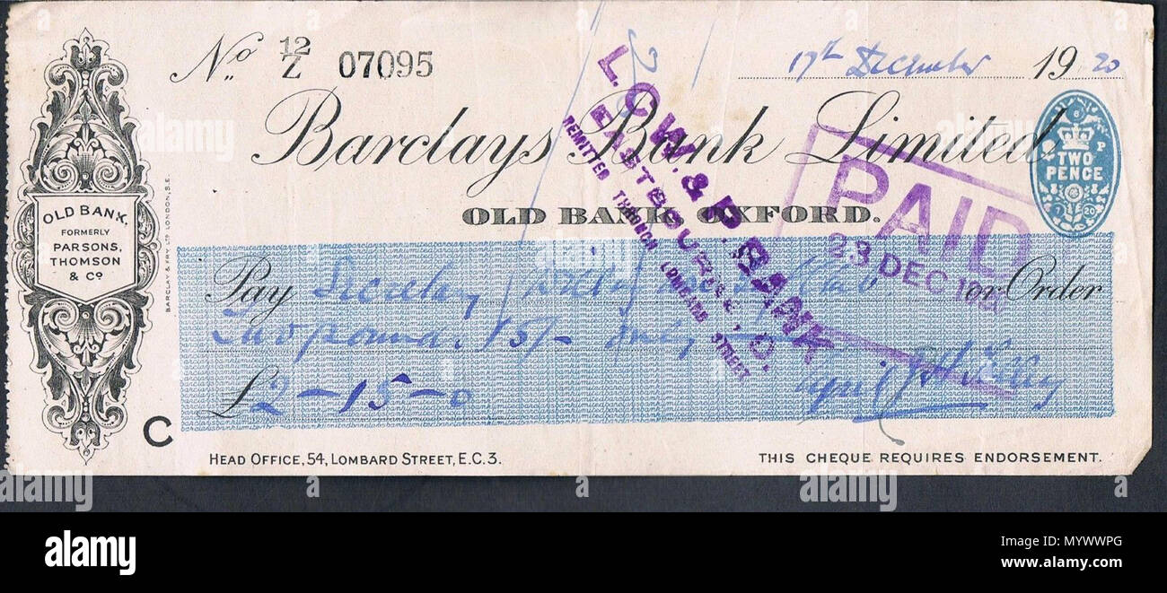 Barclays bank cheque hi-res stock photography and images - Alamy