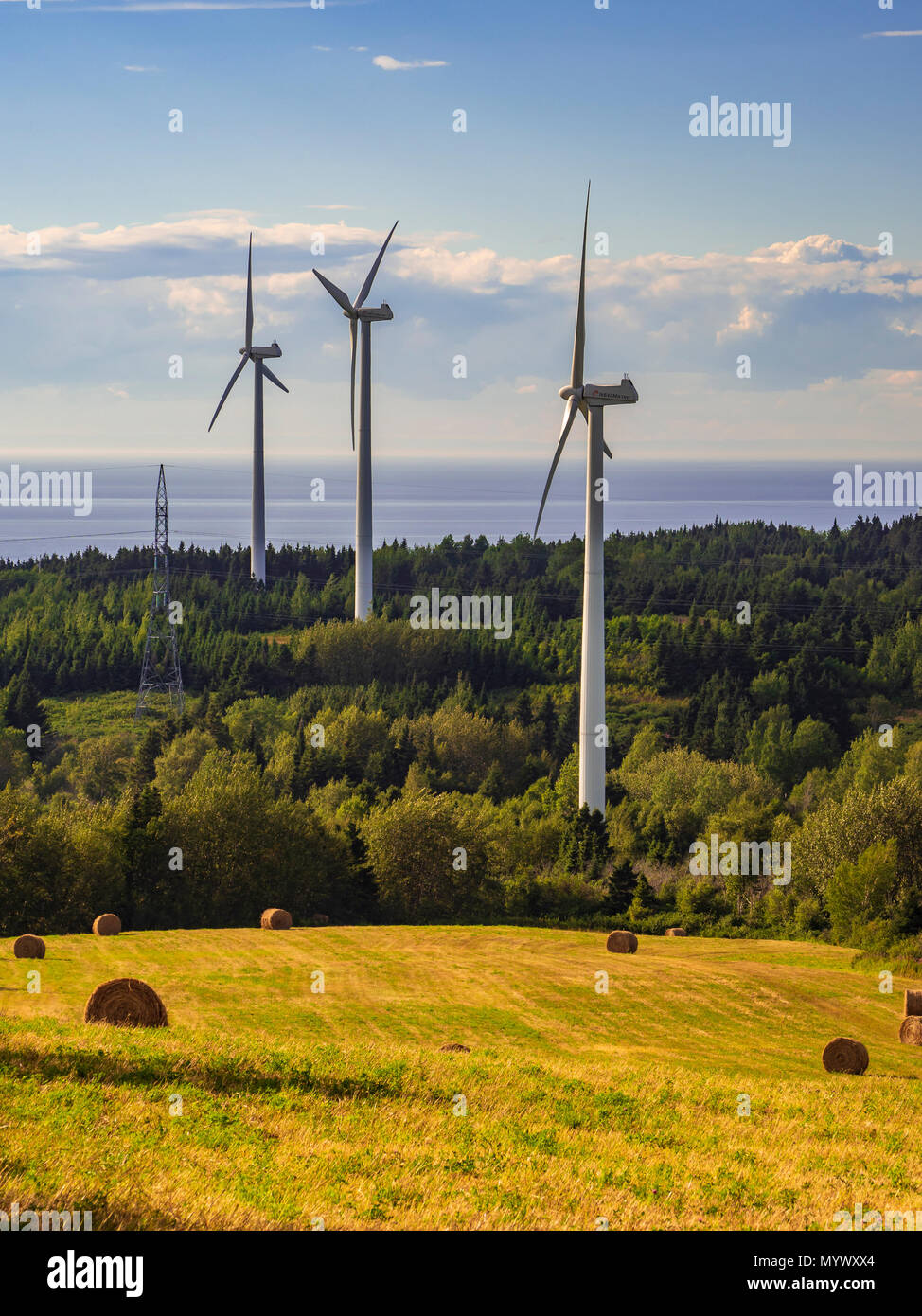 Wind farm, Le Nordais Windmill Park wind generation station, village of ...