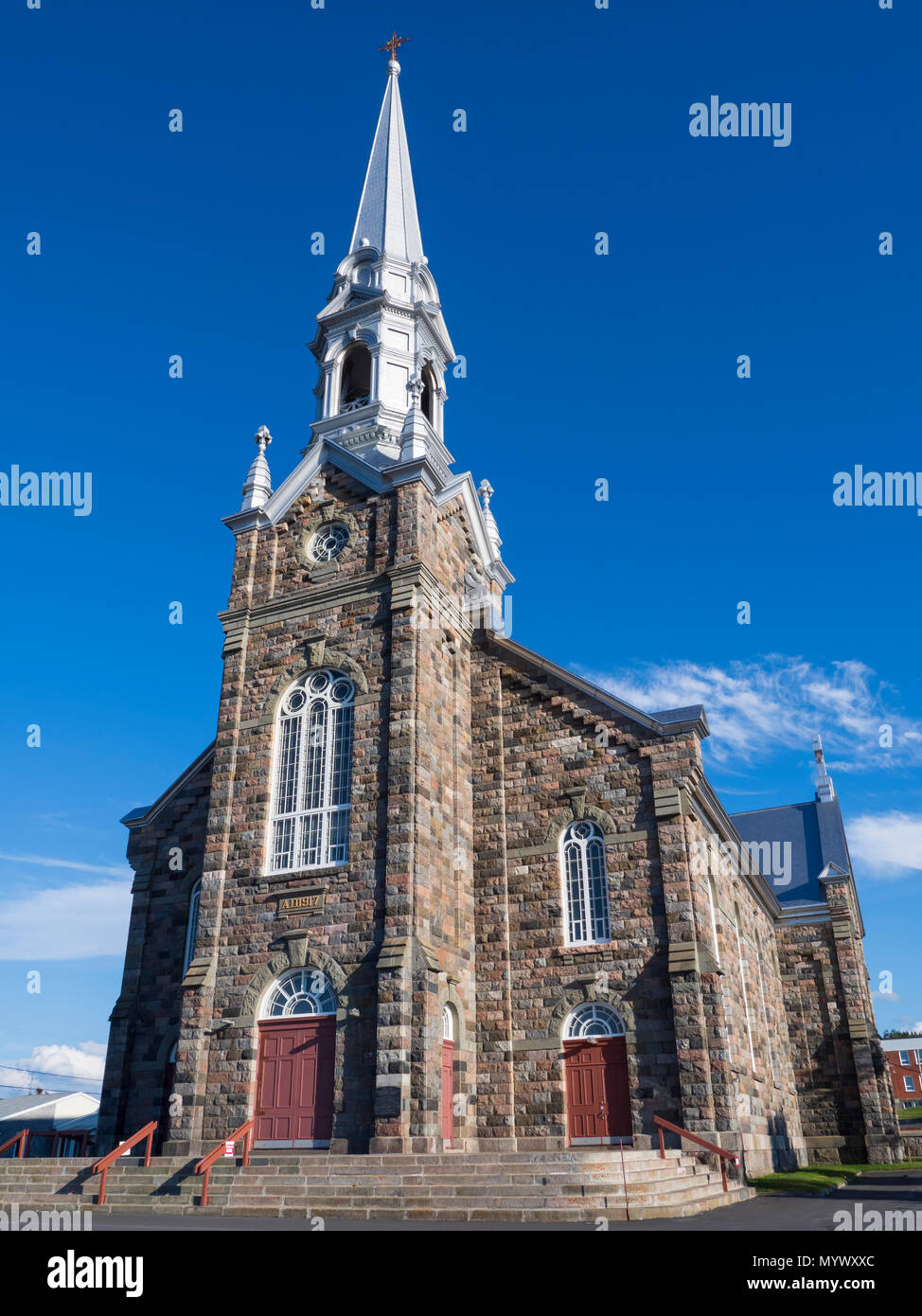 Church in the village of Cap-Chat, Gaspe Peninsula, Quebec, Canada ...