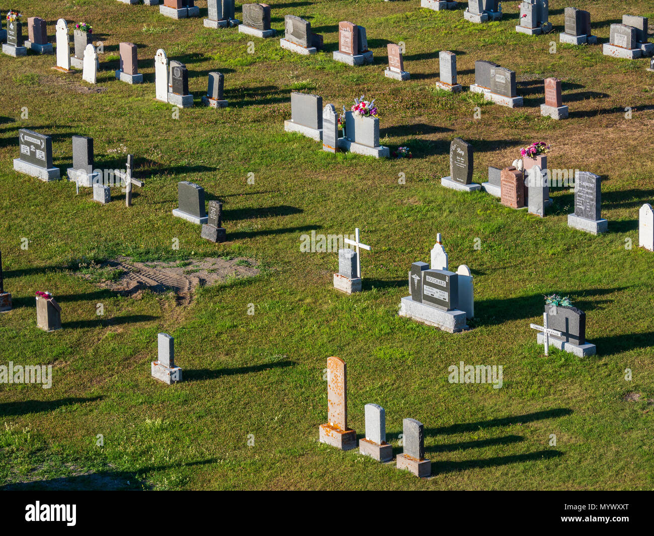 Cemetery in the village of Cap-Chat, Gaspe Peninsula, Quebec, Canada ...