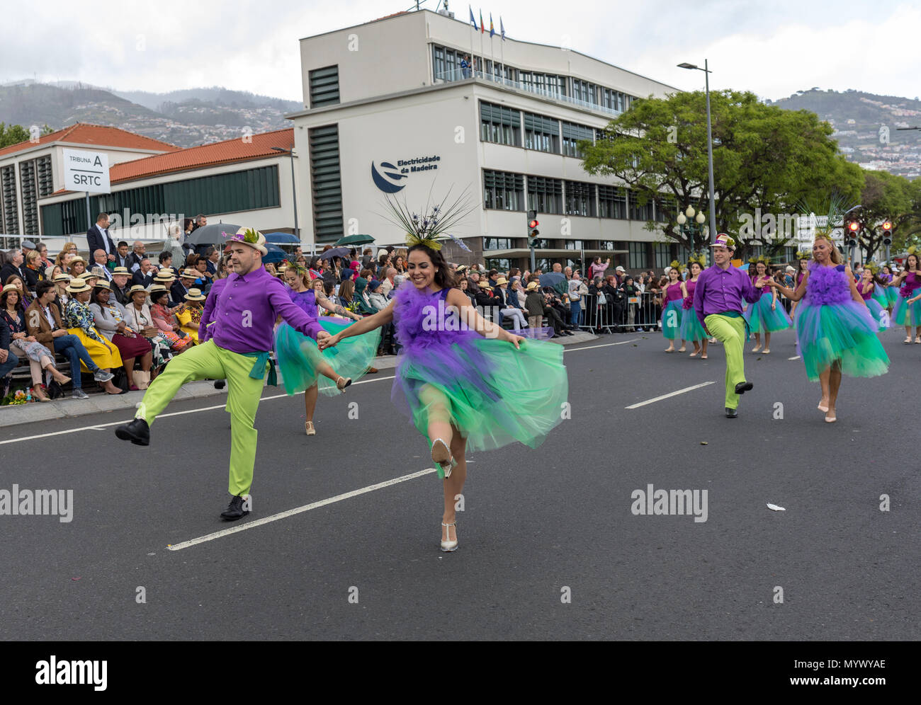 Funchal; Madeira; Portugal - April 22; 2018: A group of people in ...