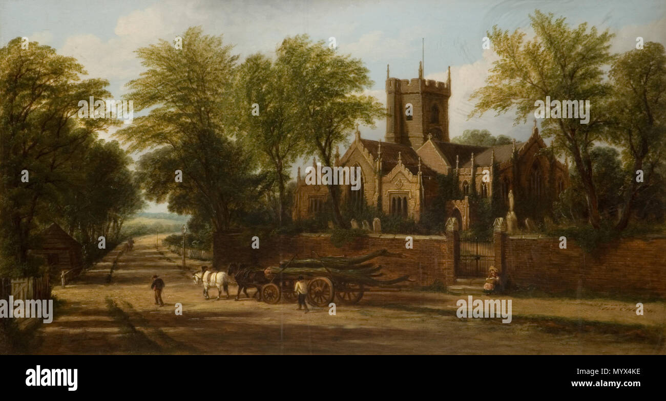 . English: Oil painting of St Mary's Church, Handsworth by Thomas ...