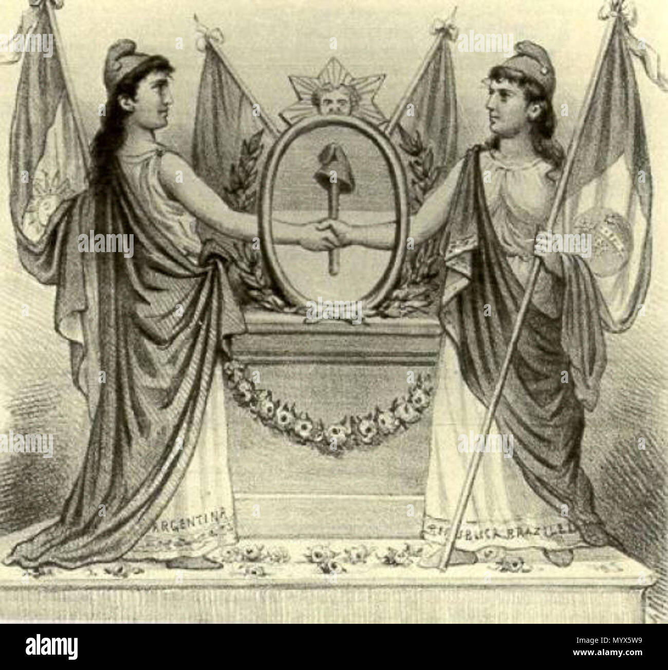 . Allegory drawing depicting the friendship between the Argentine ...