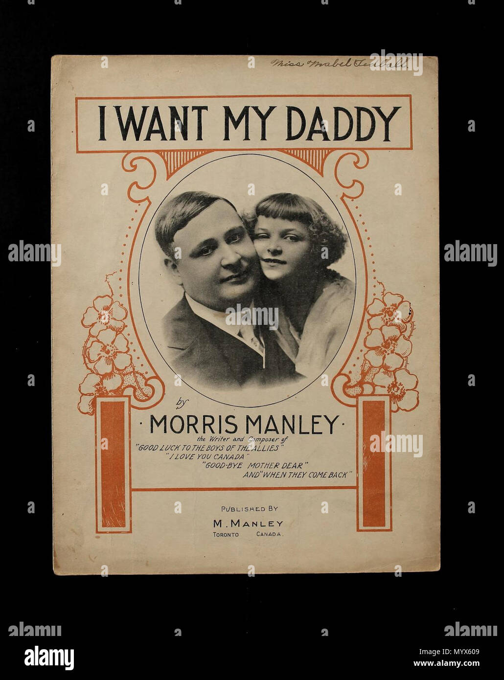 . English: Cover of the sheet music for an original Manley composition ...