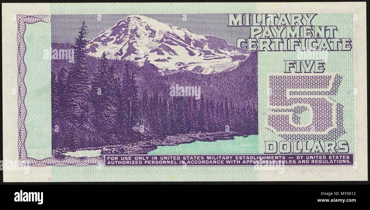 5 Military Payment Certificates, Series 701 Stock Photo - Alamy