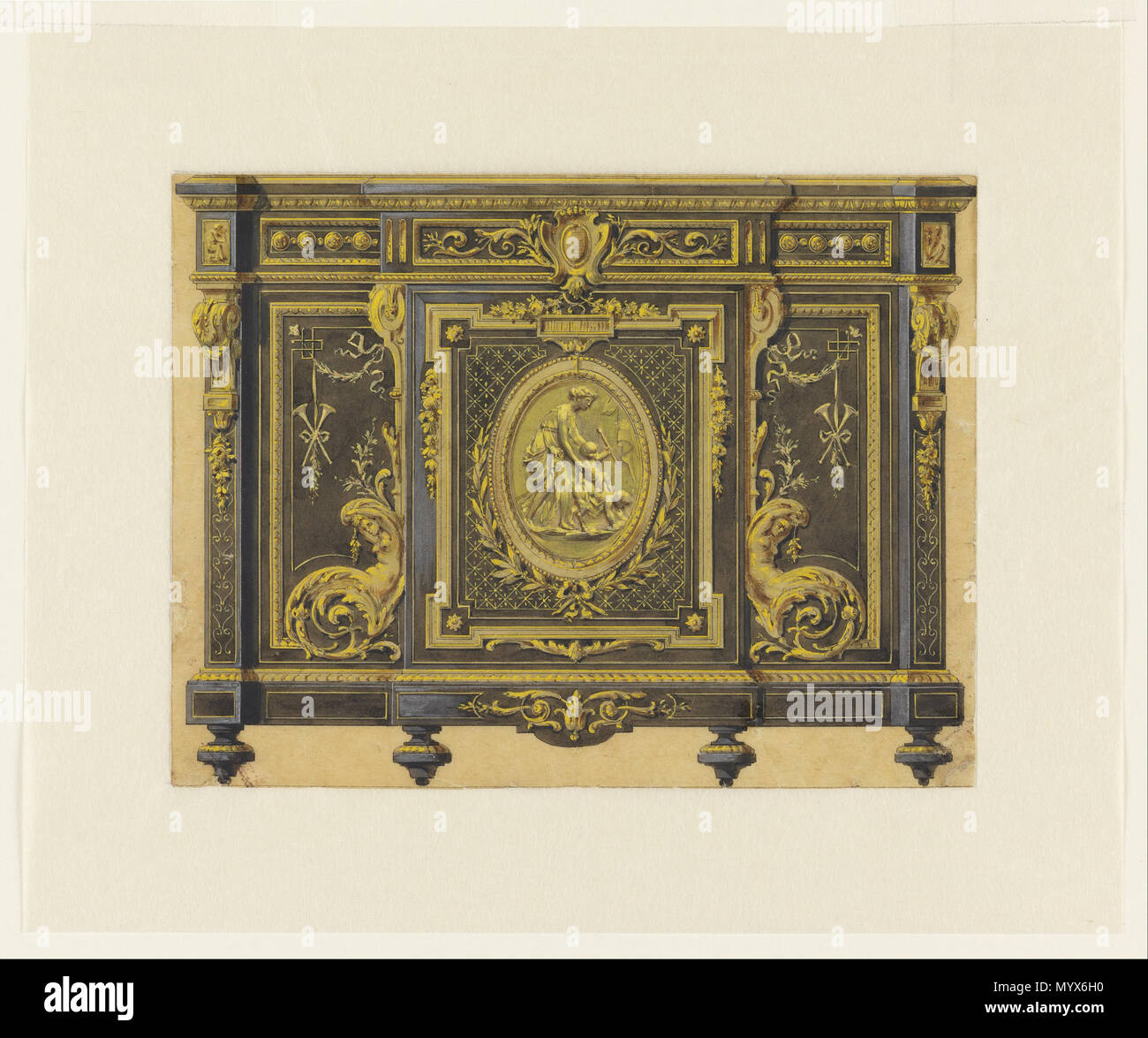 . Design of a Cabinet in the Louis XVI Style . ca. 1860 2 Design of a ...